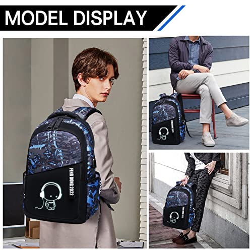 EDOSSA Backpack for Boys, 15.6 Laptop Backpack with USB Charging Port, Bookbag for School,Messenger Bag,Teens Backpack, Cool Backpack School, Backpack for Girls/Boys,luminous backpack,anime backpack.