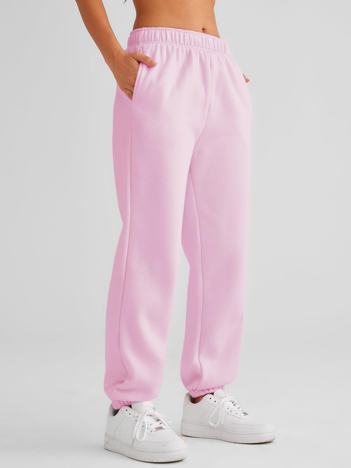 AUTOMET Women’s Casual Baggy Fleece Sweatpants Preppy Clothes High Waisted Joggers Pants Athletic Lounge Trousers Pink