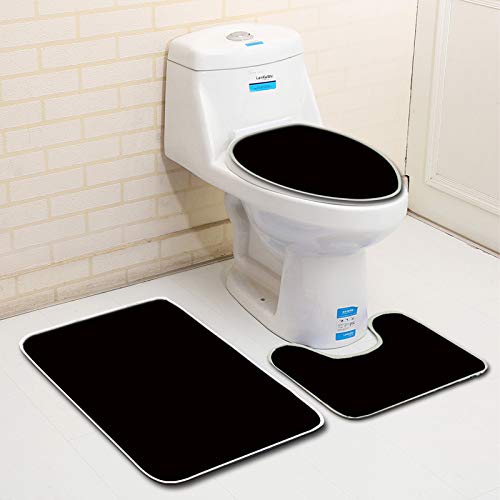 Bathroom Rug Mat Set 3 Pc - Memory Foam Plush Carpet MatsâWater Absorbent U-Shaped Bath Mats Lid Cover - Non Slip, Fast Dry Beauty The Beast Rose Rug Mat