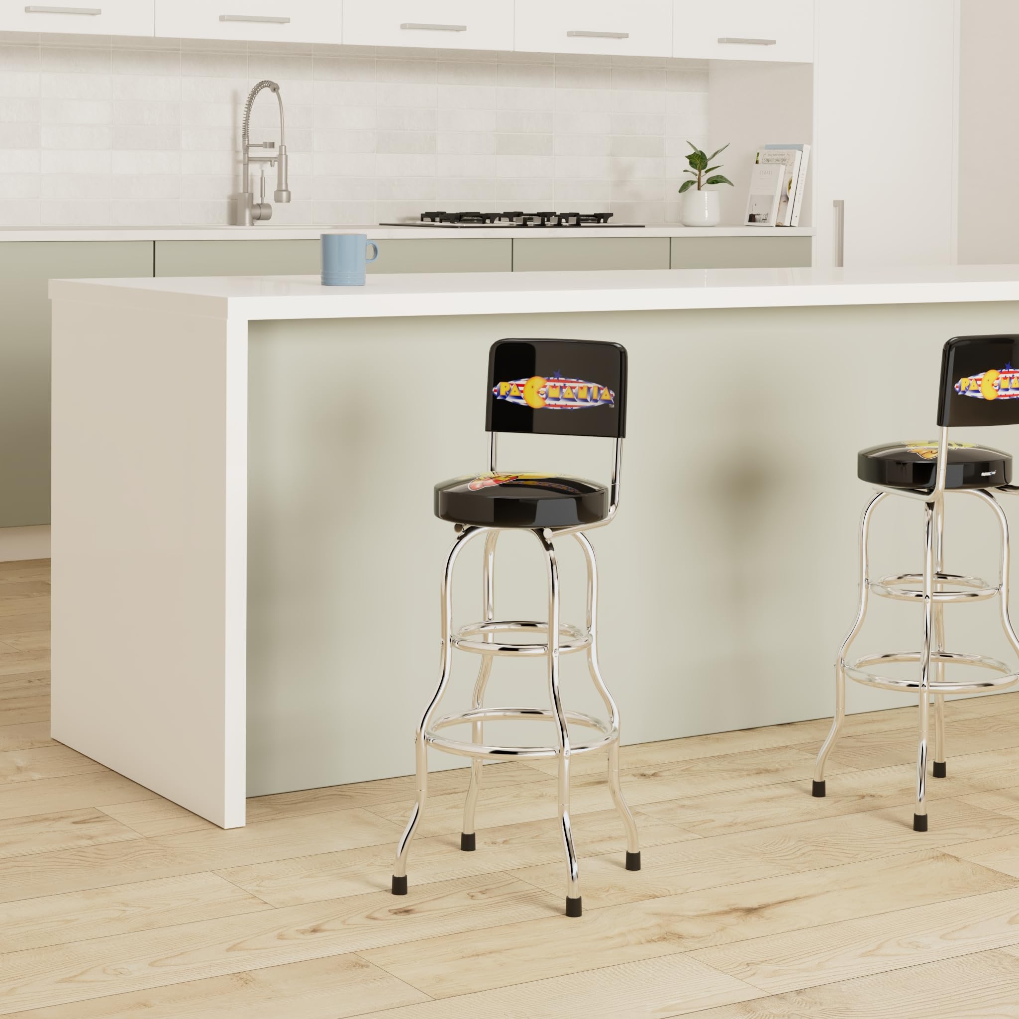 Arcade1UP High Back Pac-Man Legacy Stool, Black Edition