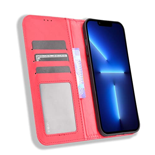 NATUMAX Wallet Folio Case for LG V60 THINQ 5G, Premium PU Leather Slim Fit Cover for V60 THINQ 5G, 2 Card Slots, Horizontal Viewing Stand, Small Lattice, Red