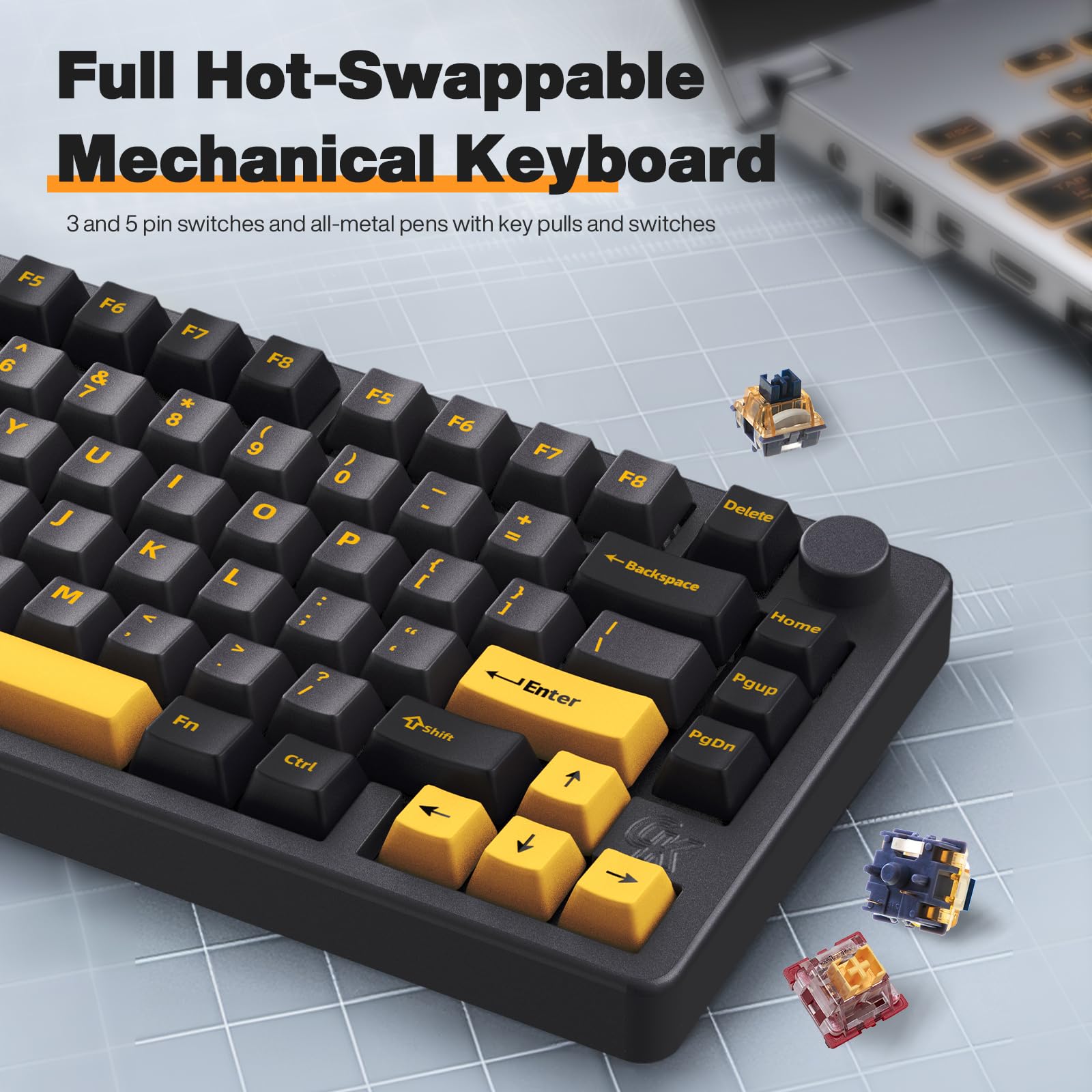 GK GAMAKAY TK75PRO Aluminum Alloy Mechanical Keyboard, Gasket Mounted, Hot Swappable KTT Hyacinth Switch 2.4GHz Wireless BT5.0/USB-C 75% 81 Keys Custom RGB Gaming Keyboard for Win/Mac (Milky White)