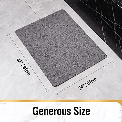 HITSLAM Shower mat Non Slip, 24 x 32 Inch Bathtub Mat Non Slip with Drain, Soft PVC Loofah Shower Bath Mat for Tub, Quick Drying Bathroom Shower Mat, Grey