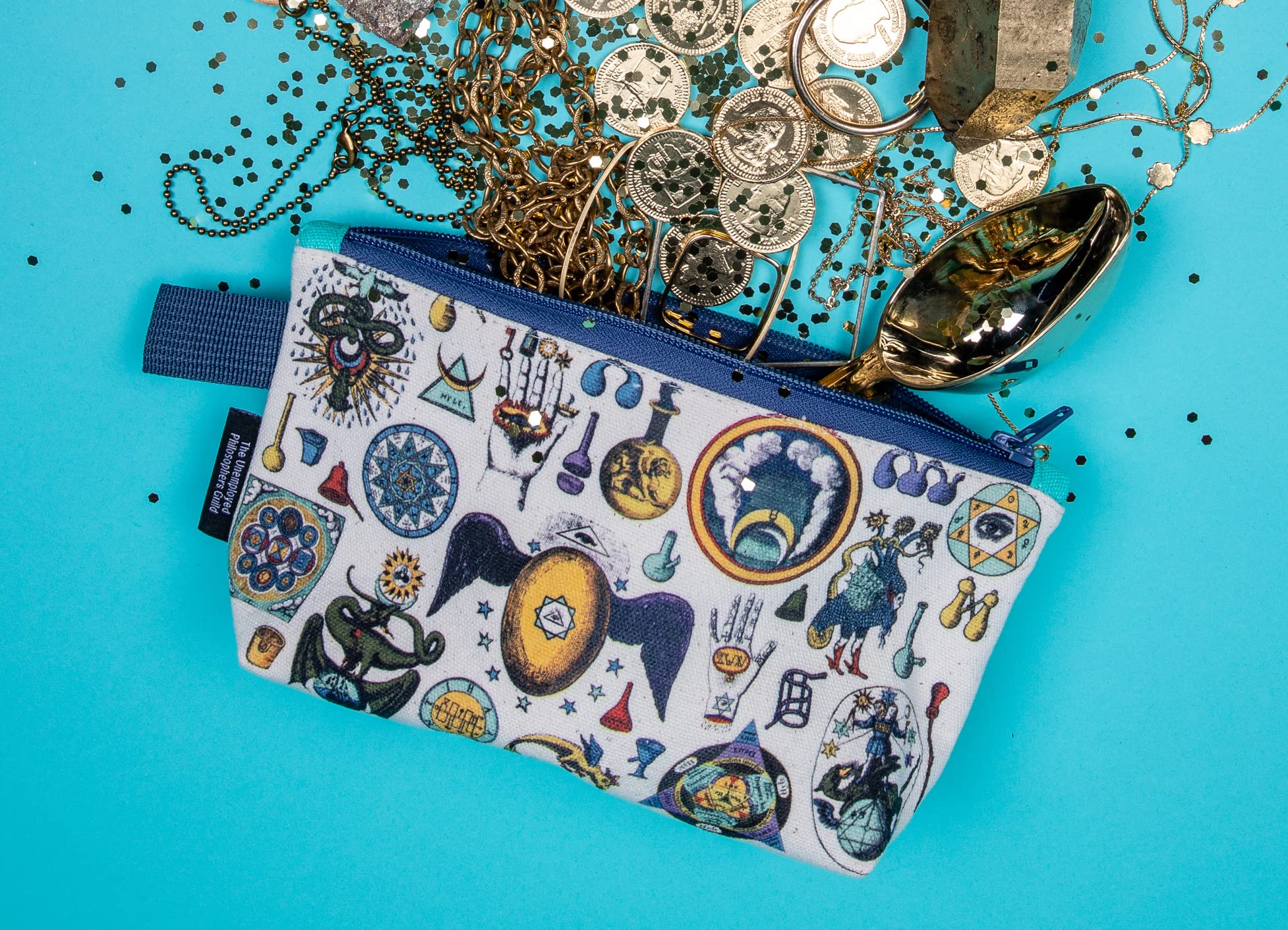 The Unemployed Philosophers Alchemy Bag - 9" Canvas Zipper Alchemist Themed Pouch for Pencils, Tools, Cosmetics, Toiletries and More