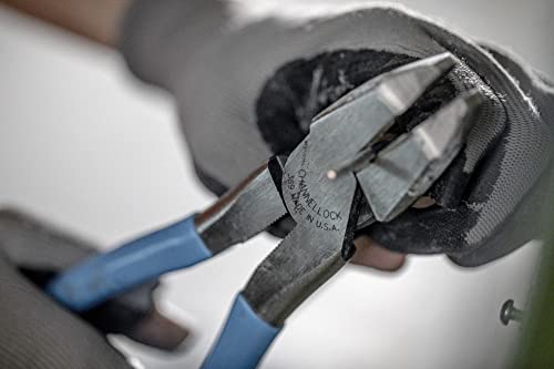 Channellock 369 9.5-Inch Lineman's Pliers | Xtreme Leverage Technology (XLT) Requires Less Force to Cut than Other High-Leverage Models | Forged from High Carbon Steel | Made in the USA, Blue Handle