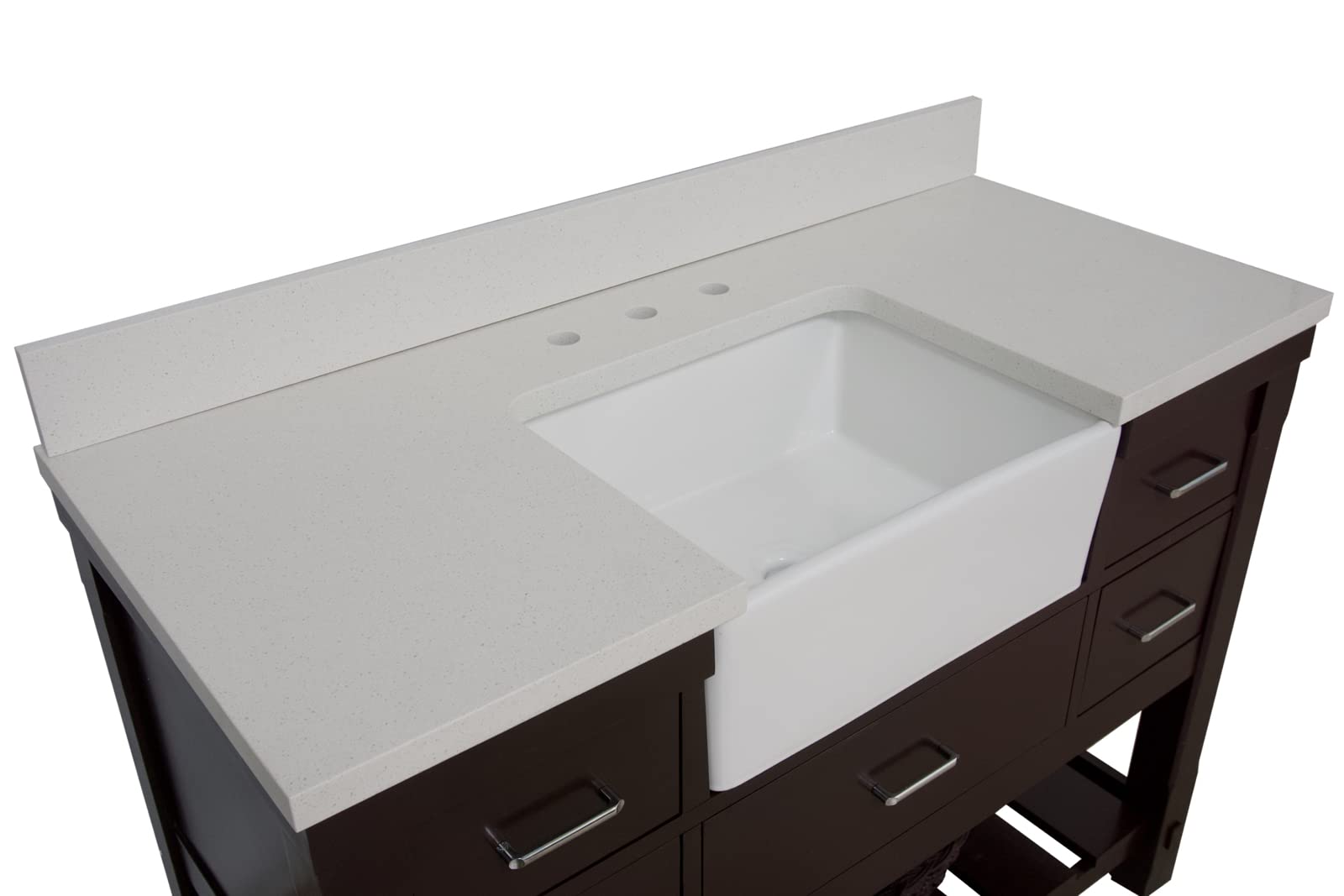 Charlotte 48-inch Bathroom Vanity (Quartz/Chocolate): Includes Chocolate Cabinet with Stunning Quartz Countertop and White Ceramic Farmhouse Apron Sink