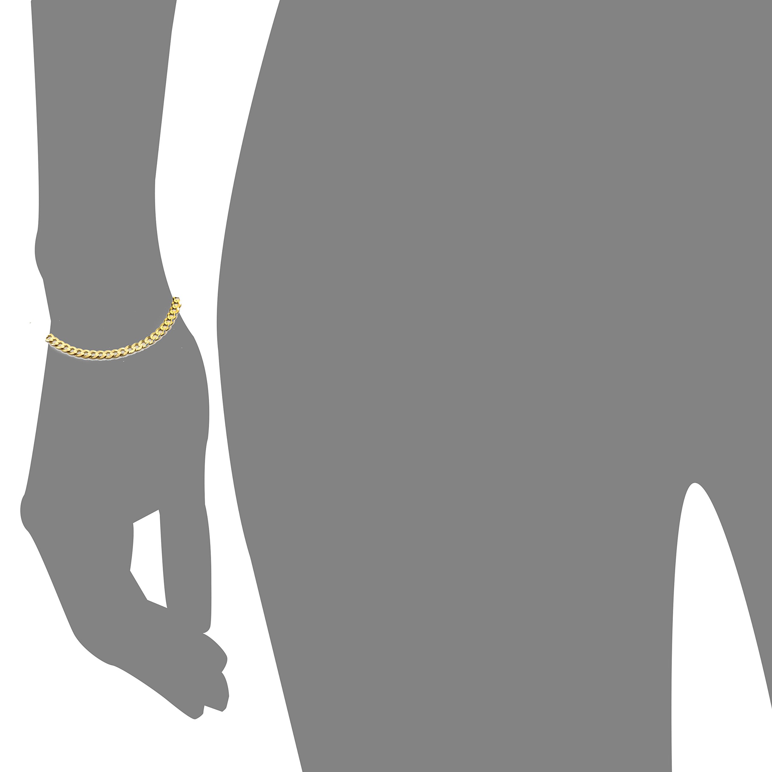 Floreo 10k Yellow Gold 4mm Solid Curb Cuban Chain Ankle Bracelet Anklet for Women, 11 Inch
