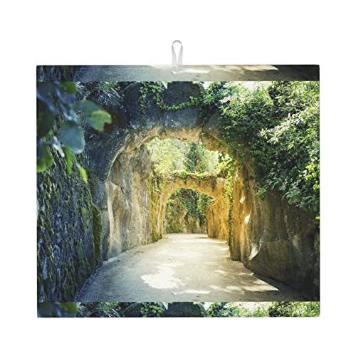 Gasse Printed Drying Mat For Kitchen Ultra Absorbent Microfiber Dishes Drainer Mats Non-Slip Silicone Quick Dry Pad - 18 X 16inch