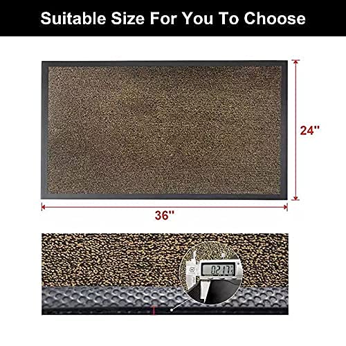 Matace Microfiber Super Absorbent Home Entrance Door Mat, Indoor and Outdoor Floor Mat with Non Slip Backing, Dirt and Mud Trapper Front Door Rug for Entryway (24"x36", Brown)