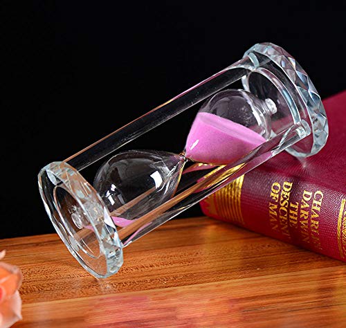 Crystal Hourglass 15/30/60 Minutes Sandglass Timers Kitchen Cooking Sand Clock Timer Home Office Christmas Birthday Present Gift Box Sand Glass (30 Minutes, Pink)