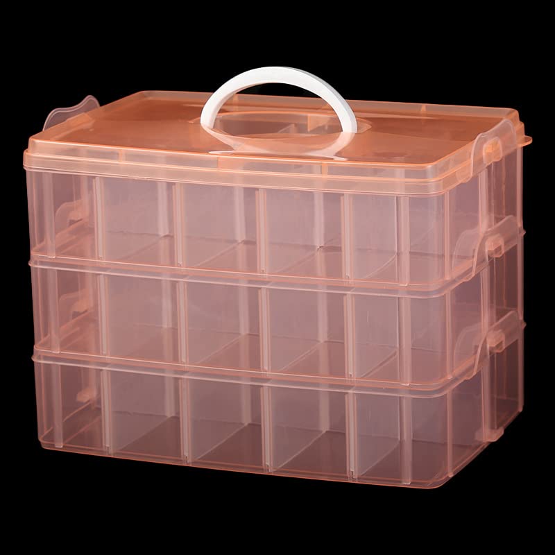 lukar 3-Tier Stackable Storage Container with 30 Adjustable Compartments Craft Storage/Craft Organizers and Storage Bead Organizer Box Art Supply Organizer