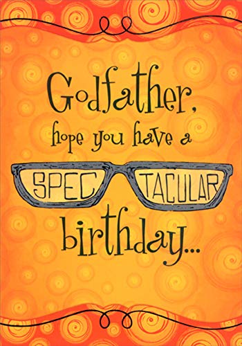 Designer Greetings Spectacular Glasses and Orange Swirls Birthday Card for Godfather