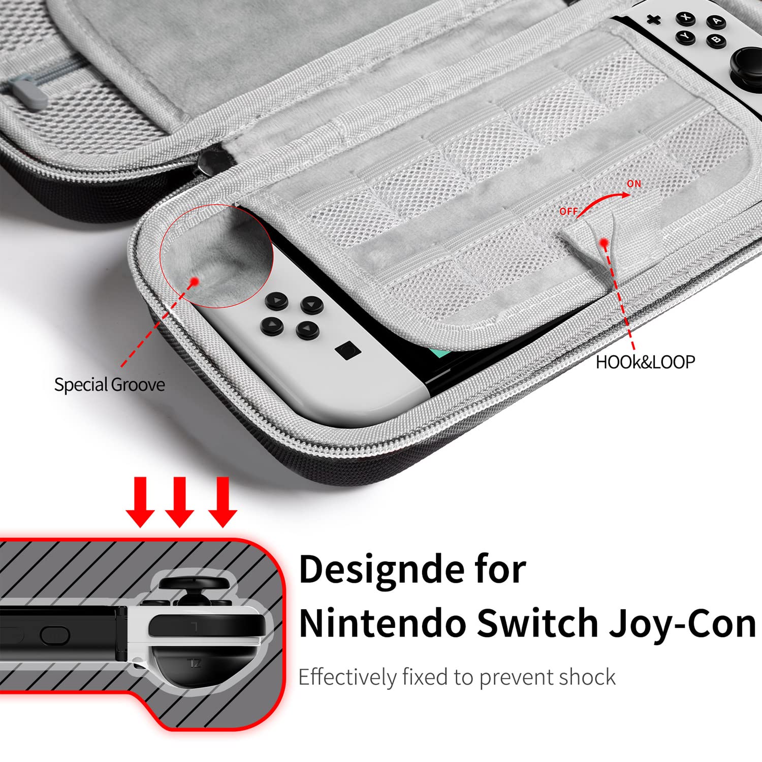 Benazcap Case Compatible with Nintendo Switch OLED Model 2021, 14 in 1, Accessories Kit with Carry Case, Clear Cover, Screen Protector, Silicone Skin for Joy-Con and Thumb Grip Caps, USB Cable&More