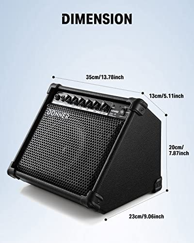 Donner DKA-20 Keyboard Amplifier 20 Watt Keyboard AMP with Aux in and Two Channels, Bass Guitar Amp, Piano Amplifier, Electronic Drum Speaker Support for Microphone Input