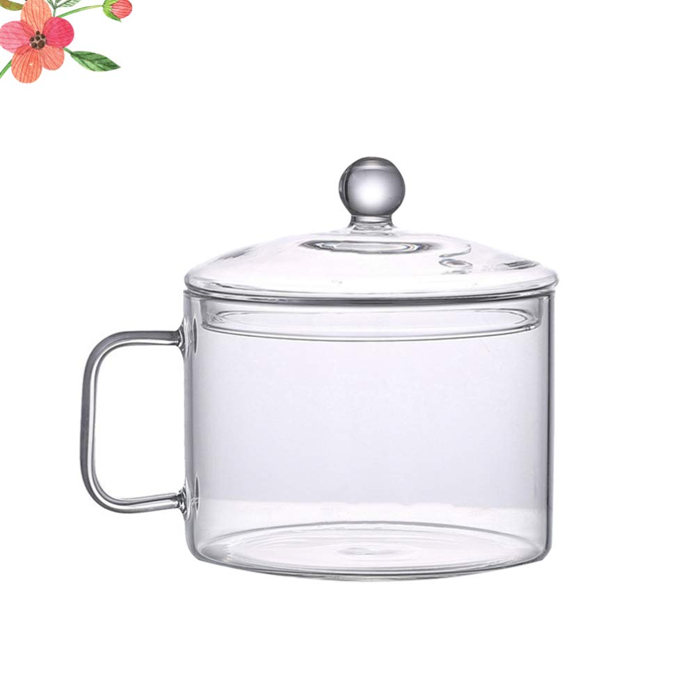 Cabilock Glass Saucepan with Cover Borosilicate Glass Cooking Pot Saucepan Kitchen Pot for Pasta Noodle Soup Milk 13CM