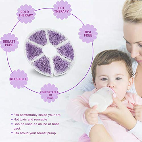 QETRABONE Breast Therapy Pads, Hot Cold Breastfeeding Gel Pads, Breastfeeding Essentials and Postpartum Recovery, Nursing Pain Relief for Mastitis, Engorgement, Reusable, Freezable, Microwavable