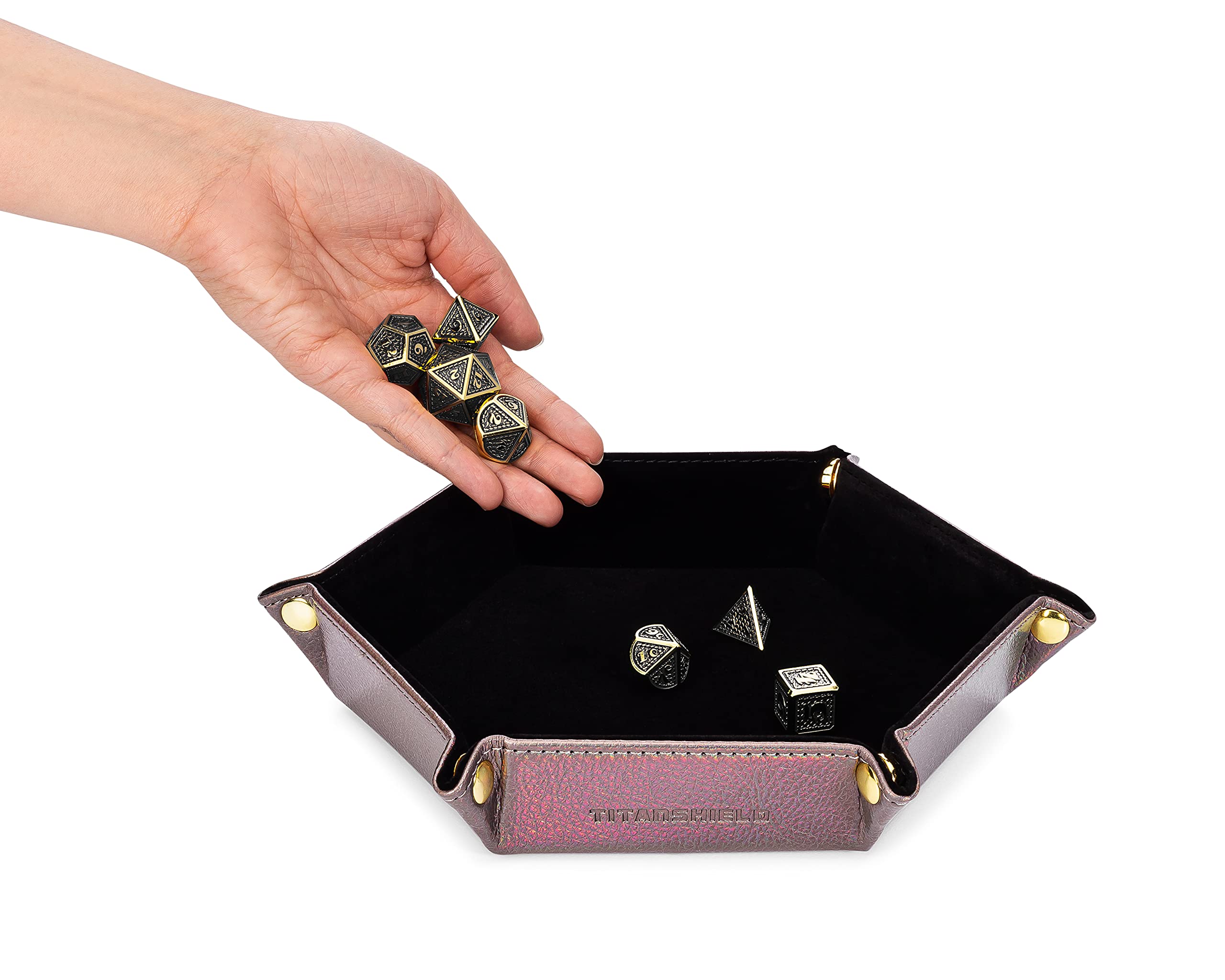 TitanShield Premium Easy-Assemble Magnetic Dice Tray for Rolling (Metal Dice, DND) in Galaxy