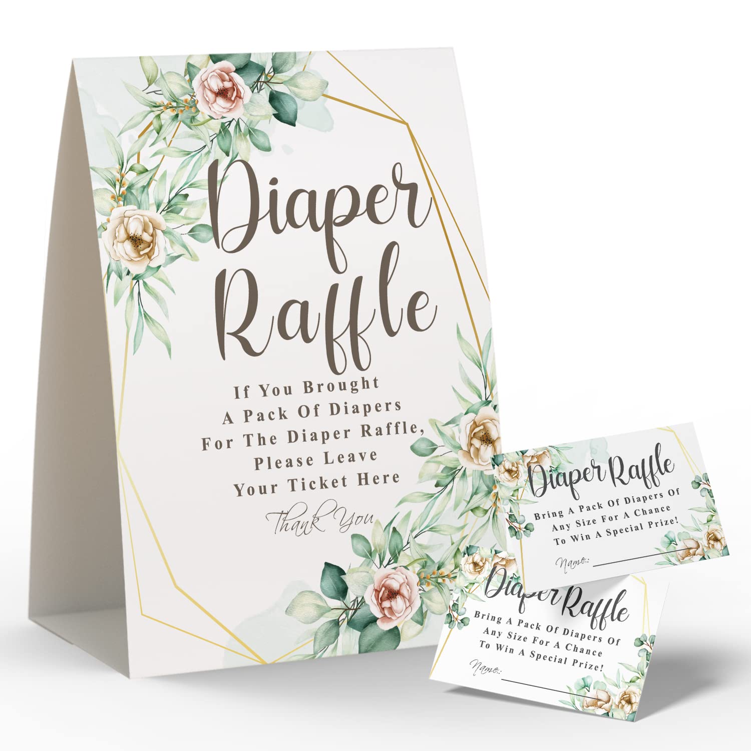 Diaper Raffle Tickets for Baby Shower Sign,Baby Shower Invitations with Diaper Raffle Cards - Baby gender neutral tickets(1 Sign with 50 Raffle Tickets) Toctose028