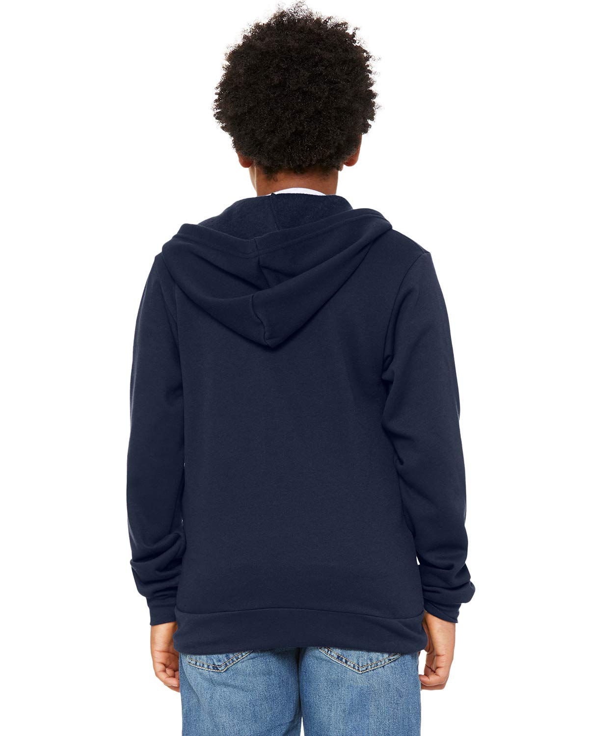 BELLA + CANVAS Youth Sponge Fleece Full-Zip Hoodie L Navy