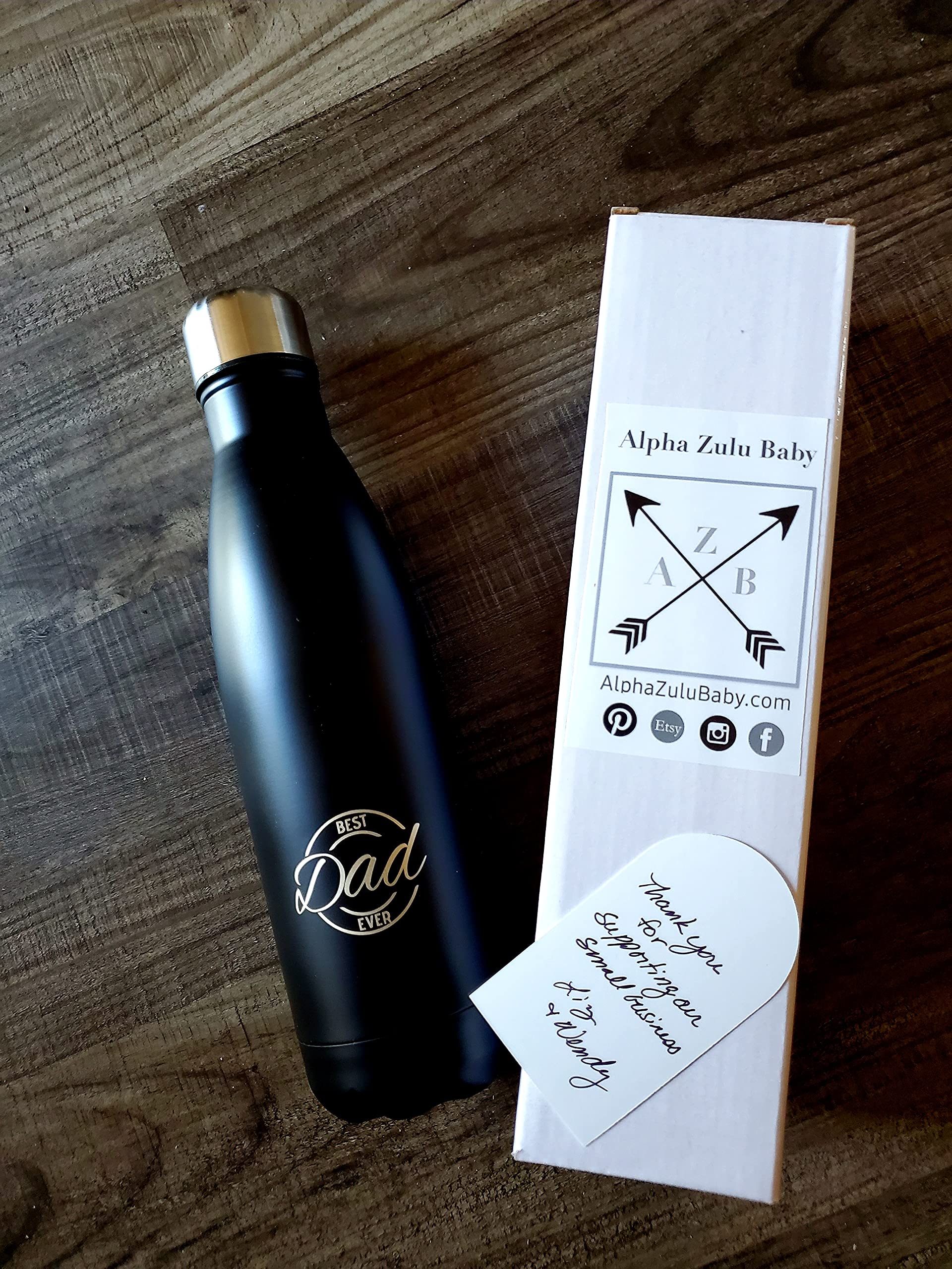 Best Dad Ever Black Water Bottle Stainless Steel & Vacuum Insulated Water Bottle Thermos for Hot & Cold Water, 17 oz Reusable Metal Bottle
