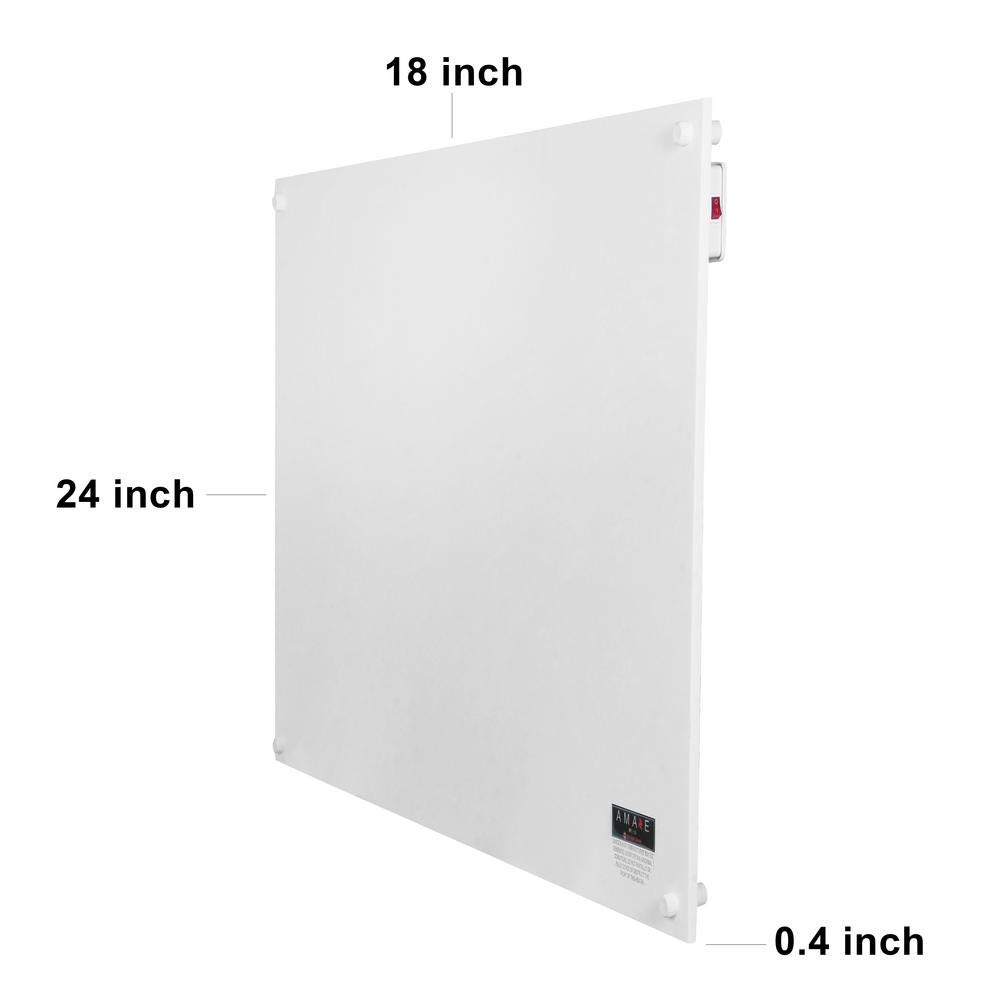 Electric Wall Heater - 250W Amaze Mini Convection Panel Heater w/Wall Mount Kit Up to 80 sq ft - 18″x24″ Paintable, Energy Efficient & Silent Under Desk, Bedroom or Bathroom Heater - Amaze Heaters