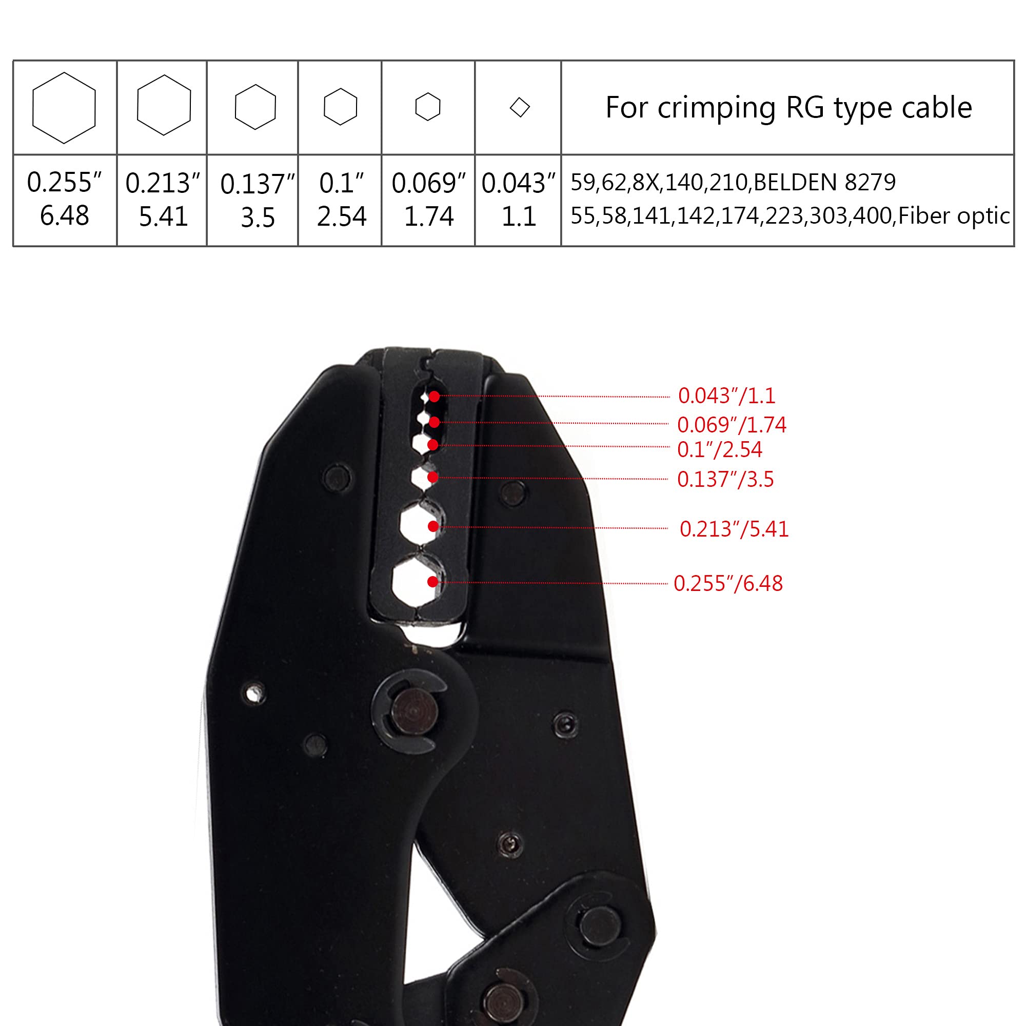 TLS.eagle BNC RG58 Plug Crimp Connector and Striping Crimp Tool for RG58/RG59/RG6 10 Pack Red