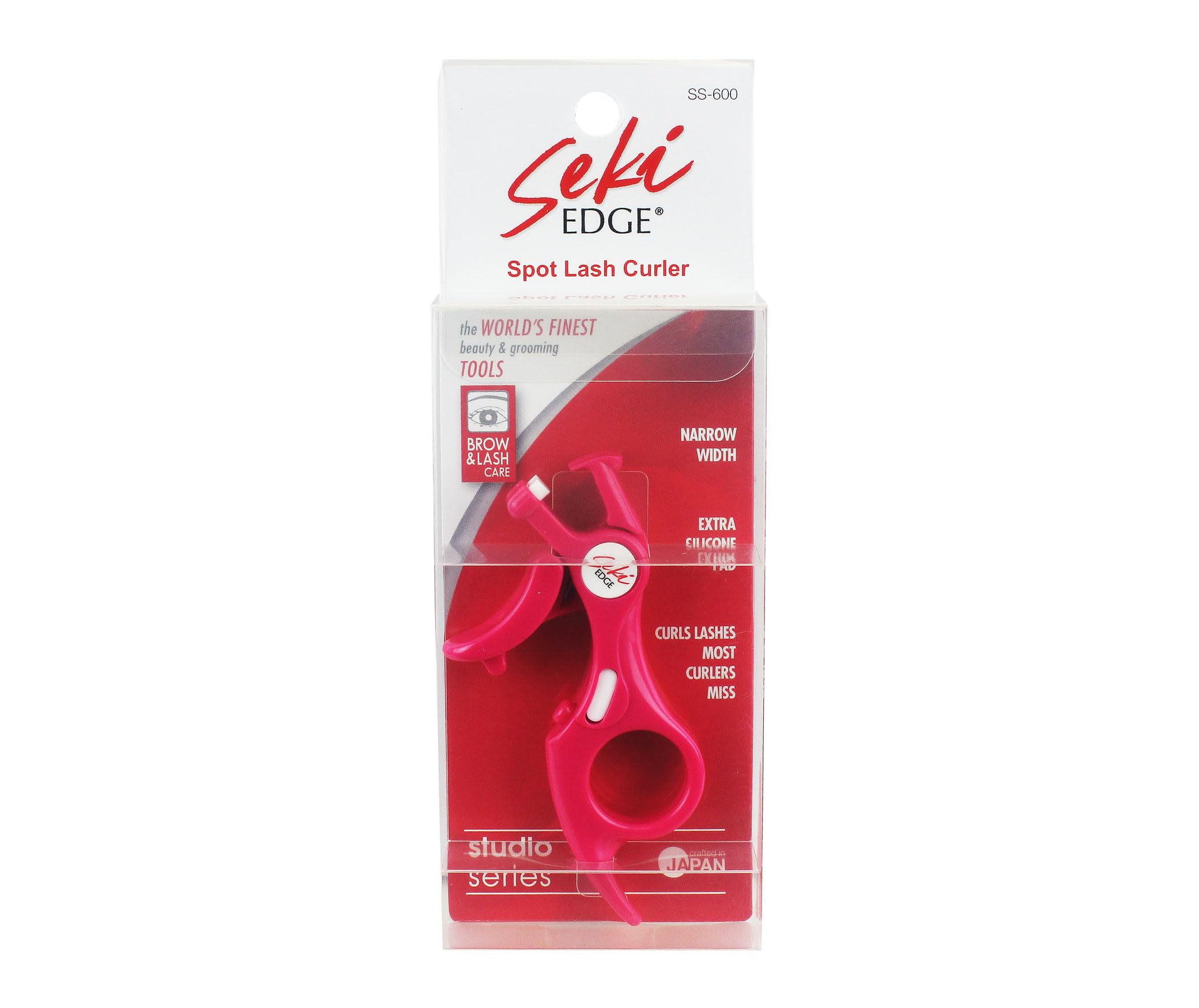 Seki Edge Spot Eyelash Curler (SS-600) - Lash Curler Adds Curl, Lift & Definition to Outer Corners of Lashes - Help Eyes Appear Larger & More Open - Comes with Extra Curler Replacement Pad