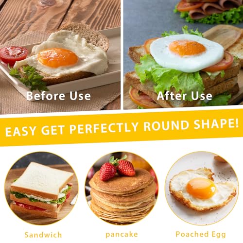 Dimeho Egg Rings for Frying Eggs Nonstick Stainless Steel Fried Egg Ring Griddle Pancake Shapers Round Egg Cooking Rings Mold Shaper for English Muffins Breakfast Omelette Sandwich(4Pcs