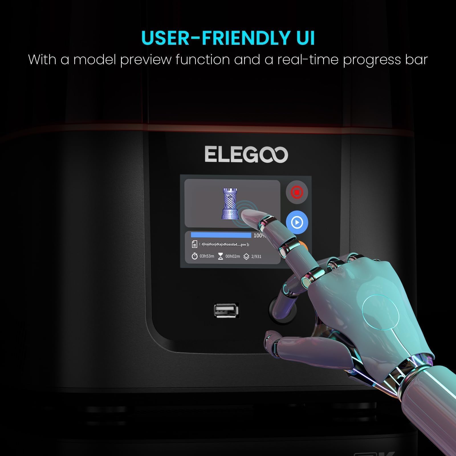 ELEGOO Resin 3D Printer, Mars 3 Pro MSLA 3D Printer with 6.6-Inch Ultra 4K Monochrome LCD, Print Size of 5.647"(W) 3.52(D) 6.8"(H) and Replaceable Activated-Carbon