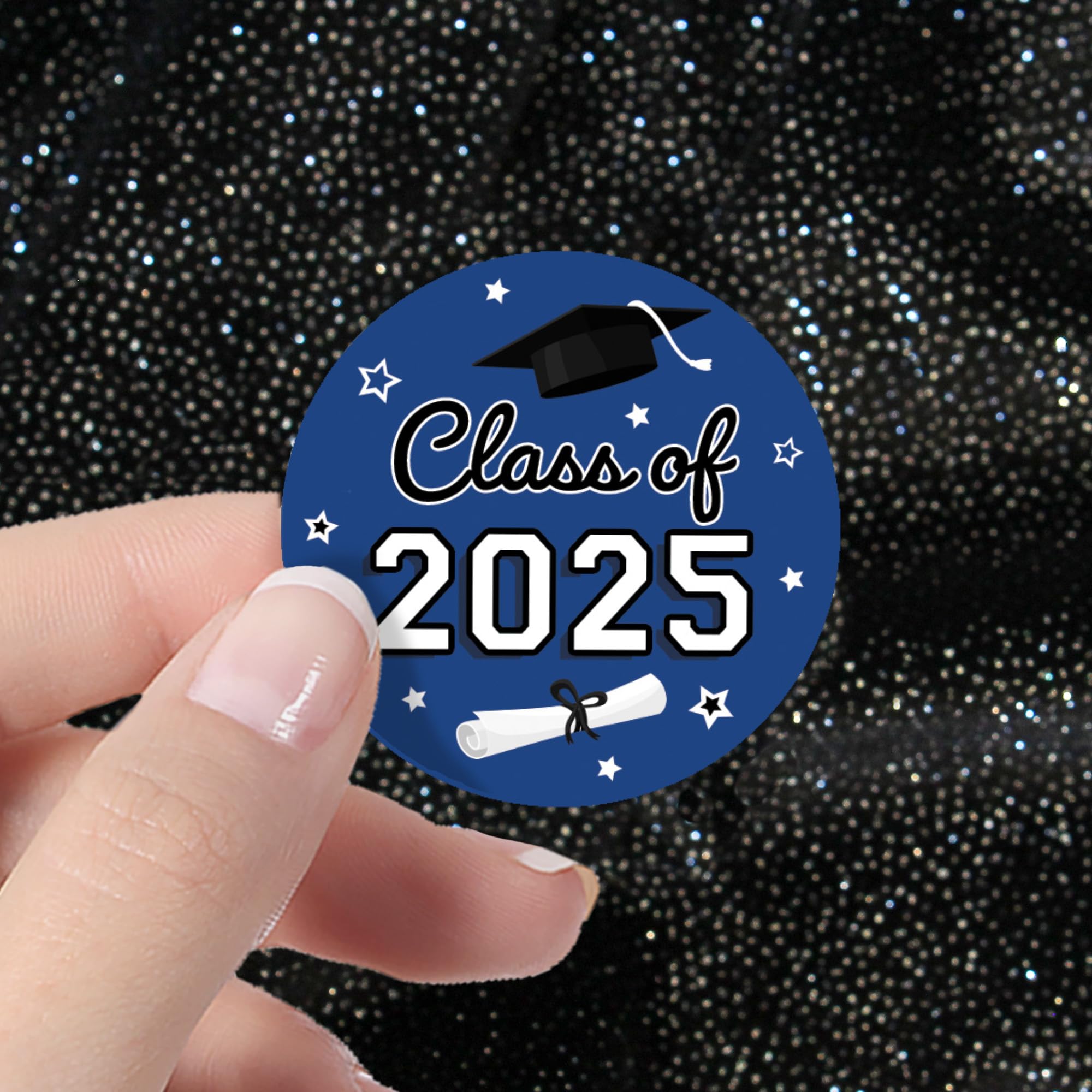 Graduation Class of 2024 Party Favor Stickers, Graduation Stickers for Envelopes, Bag Seals - 1.75 in. Round - 40 Labels (Gold Blue)