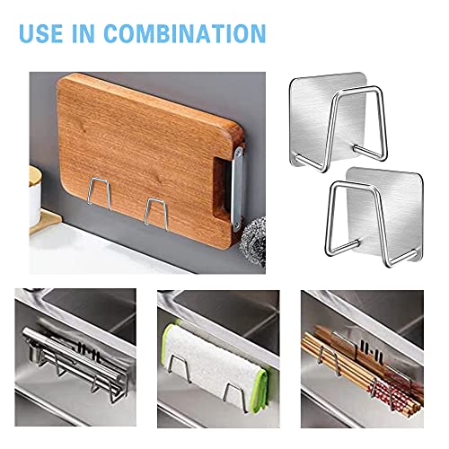 HMGF WOOD 2 Pcs Sponge Holder for Kitchen Sink,SUS304 Stainless Steel Strong Adhesive Small Sponge Holders