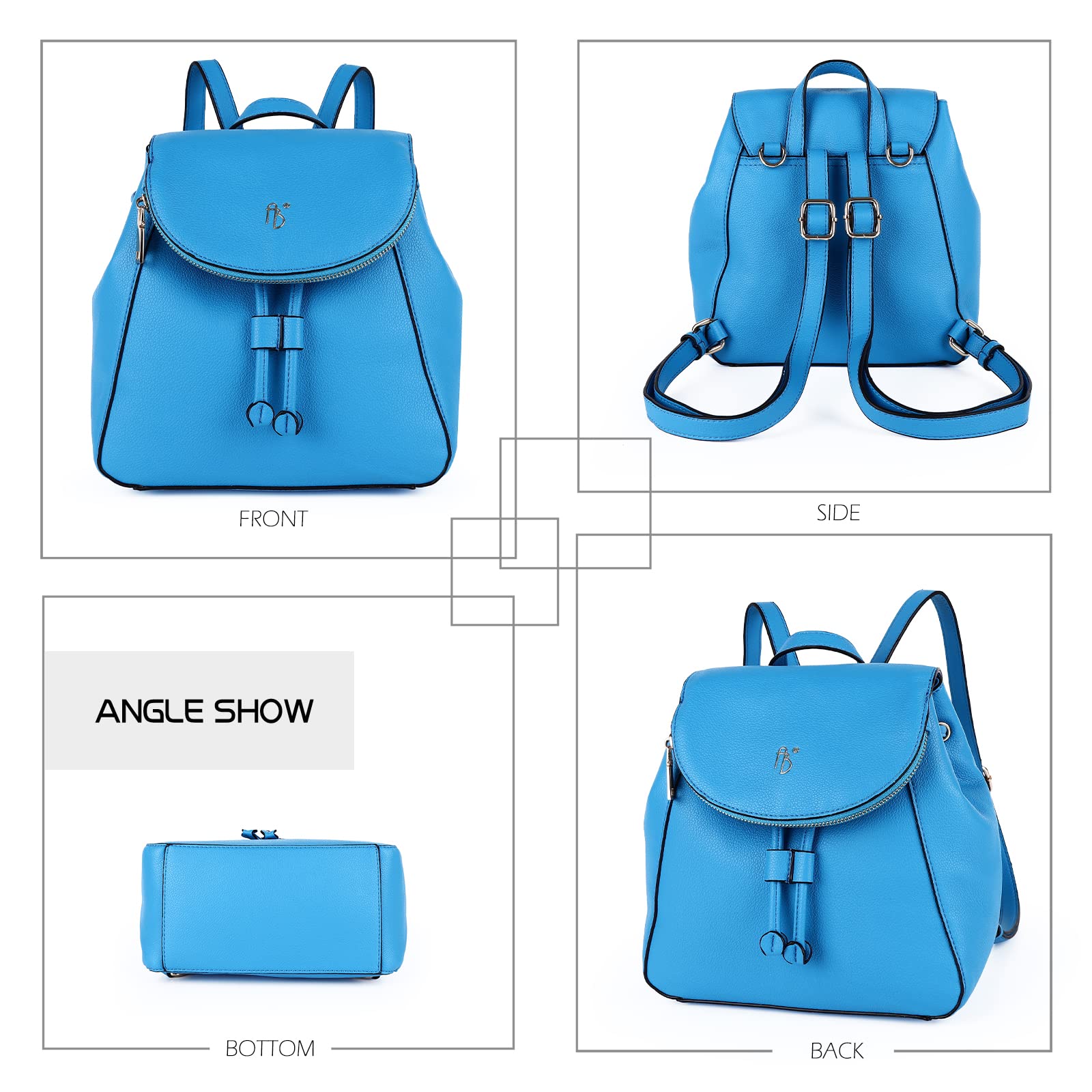 Angel Barcelo Backpack Purse for Women Fashion Backpack Purses PU Leather Daypacks Shoulder Bag Satchel Purse Blue