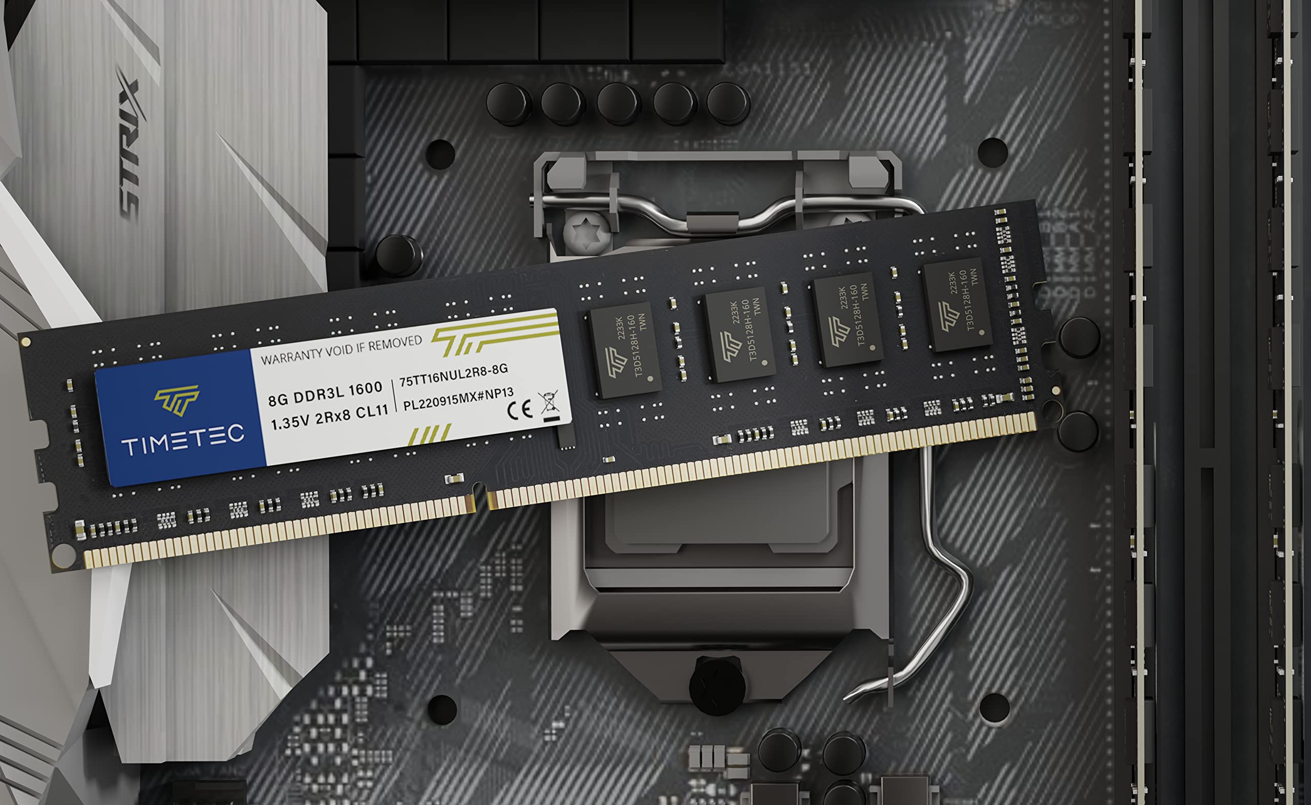 Timetec 16GB KIT(2x8GB) DDR3L / DDR3 1600MHz (DDR3L-1600) PC3L-12800 / PC3-12800 Non-ECC Unbuffered 1.35V/1.5V CL11 2Rx8 Dual Rank 240 Pin UDIMM Desktop PC Computer Memory RAM(SDRAM) Module Upgrade