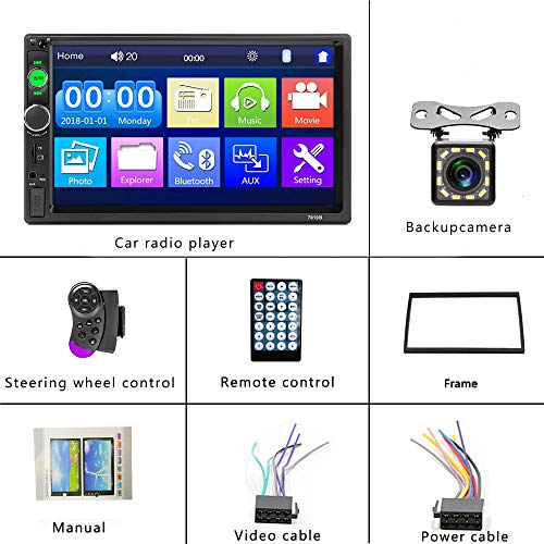 Double Din Car Stereo 7β Touch Screen Car Radio with Bluetooth Backup Camera FM Radio Receiver USB AUX Auto radio TF Card Input Audio Video MP5 MP4 MP3 Player Car Multimedia Player Support Mirror Link