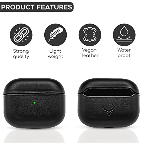 CRETANBULL Genuine Leather Airpods 3 Case β Airpods 3rd Generation Case Compatible with Magsafe & Supports Wireless Charging β Pop Out Your Airpods with Ease (Onyx)