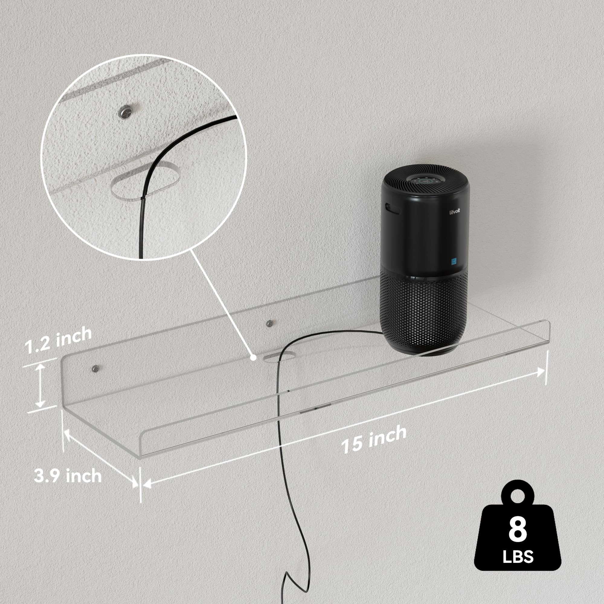 DOLLFIO Clear Acrylic Shelves for Funko Pop, 5 Set Floating Shelves for Wall Decor, Acrylic Wall Bookshelves for Bathroom, Small Storage Shelves