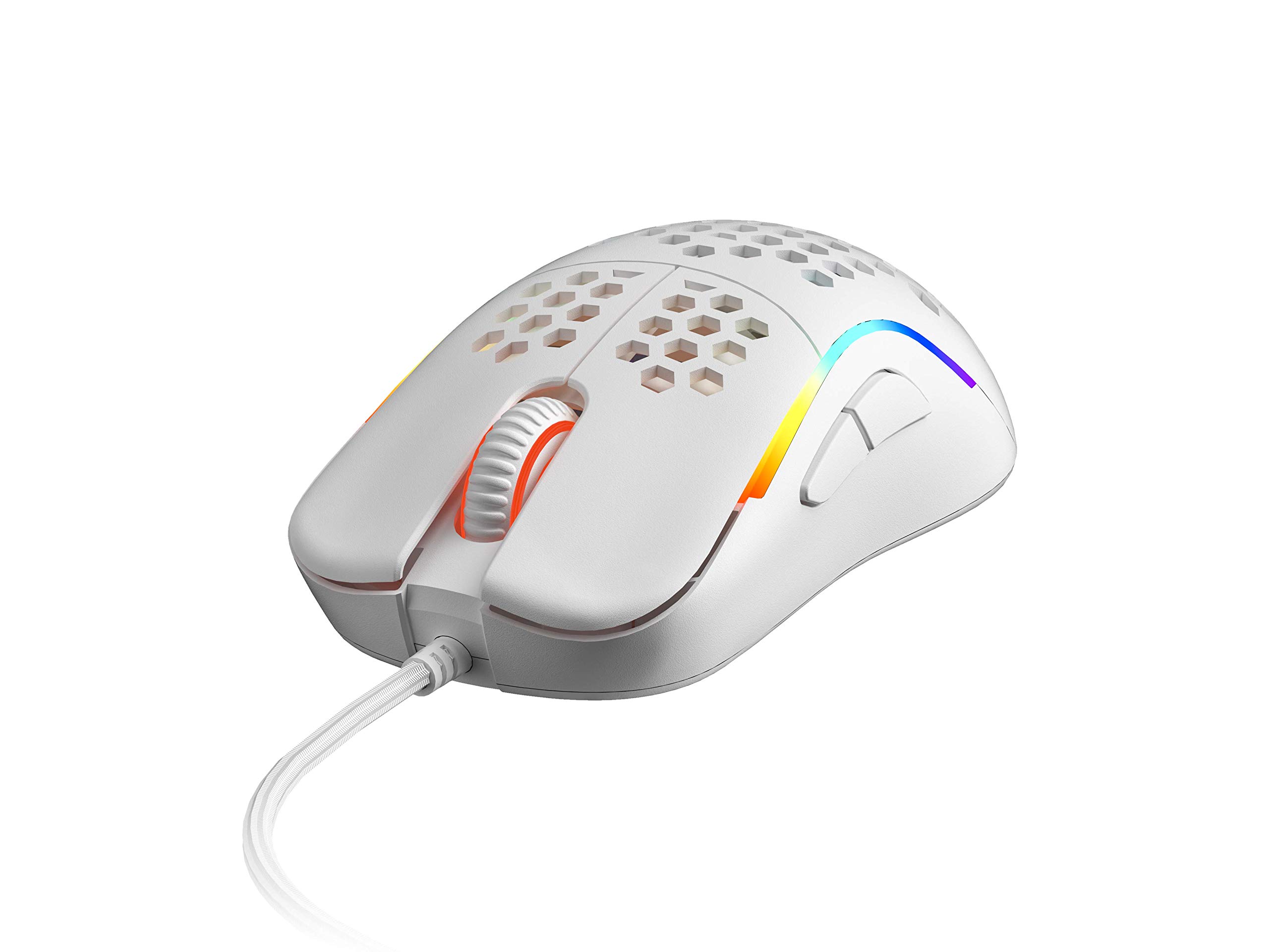 HK Gaming NAOS M Ultra Lightweight Honeycomb Shell Ambidextrous Wired RGB Gaming Mouse 12 000 cpi | 7 Buttons | 59 g (Naos-M, White)