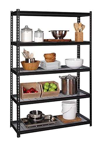 Iron Horse 2300 Deck Wire Shelving Unit, 5 Shelf, 18" x 48" x 72", Black, Black & Zinc