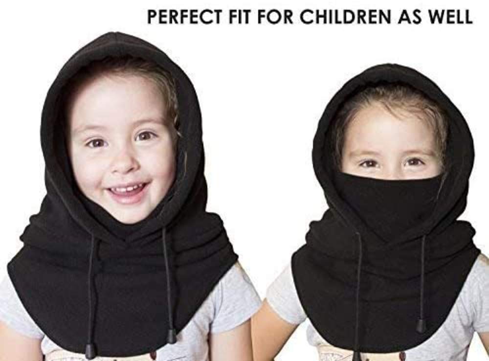 Balaclava Fleece Hood - Windproof Face Ski Mask - Ultimate Thermal Retention & Moisture Wicking with Performance Soft Fleece Construction, Black, One Size