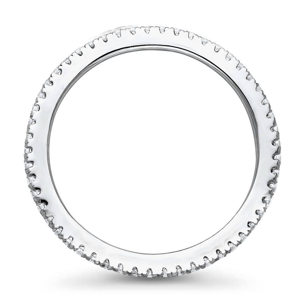 BERRICLE Sterling Silver Wedding Rings Micro Pave Set Cubic Zirconia CZ Eternity Ring for Women, Rhodium Plated Size 6