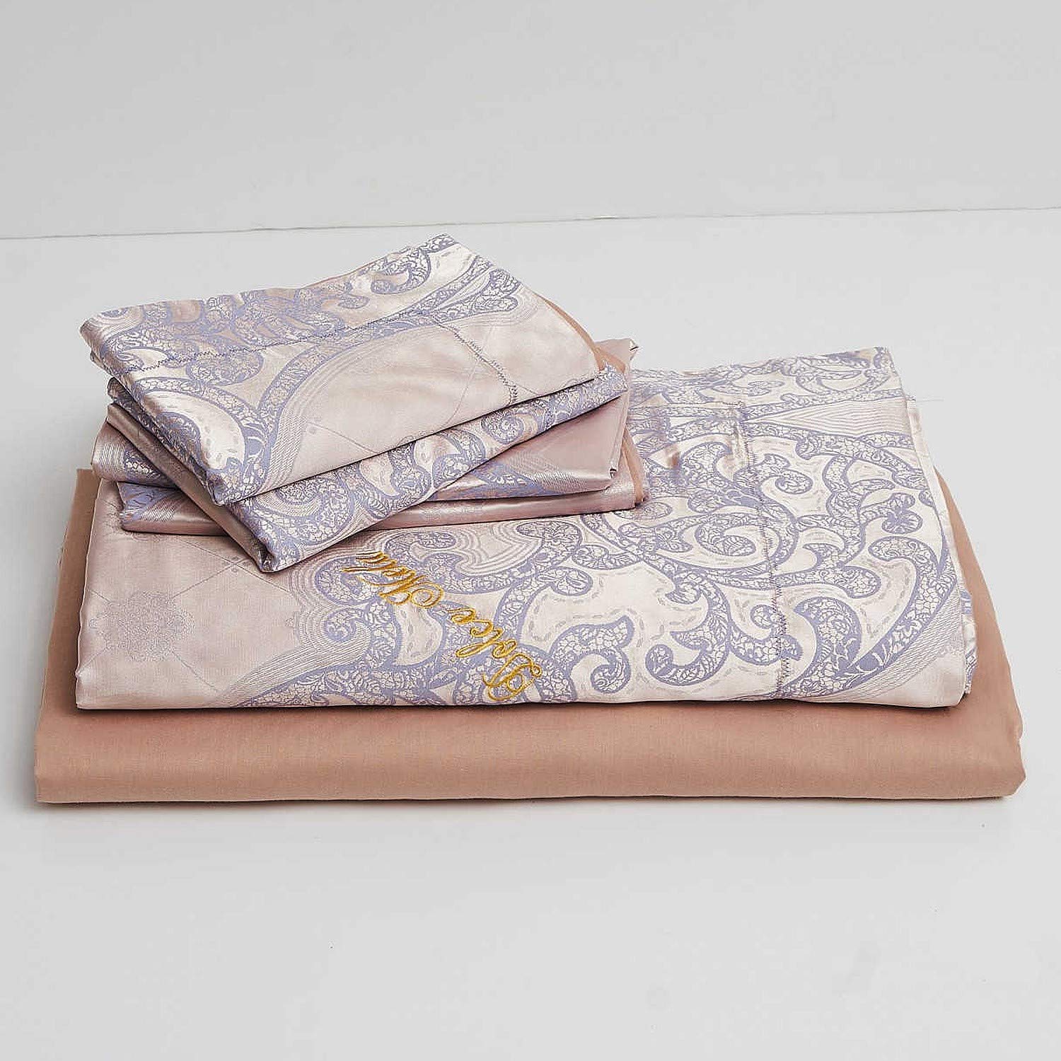 Dolce Mela Queen - 6 Piece Bedding Duvet Cover Set, Luxury Jacquard Top, 100% Soft Combed Cotton Inside, Superior Comfort, Breathable, All-Season, Machine Washable, DM805Q, Multi-Color