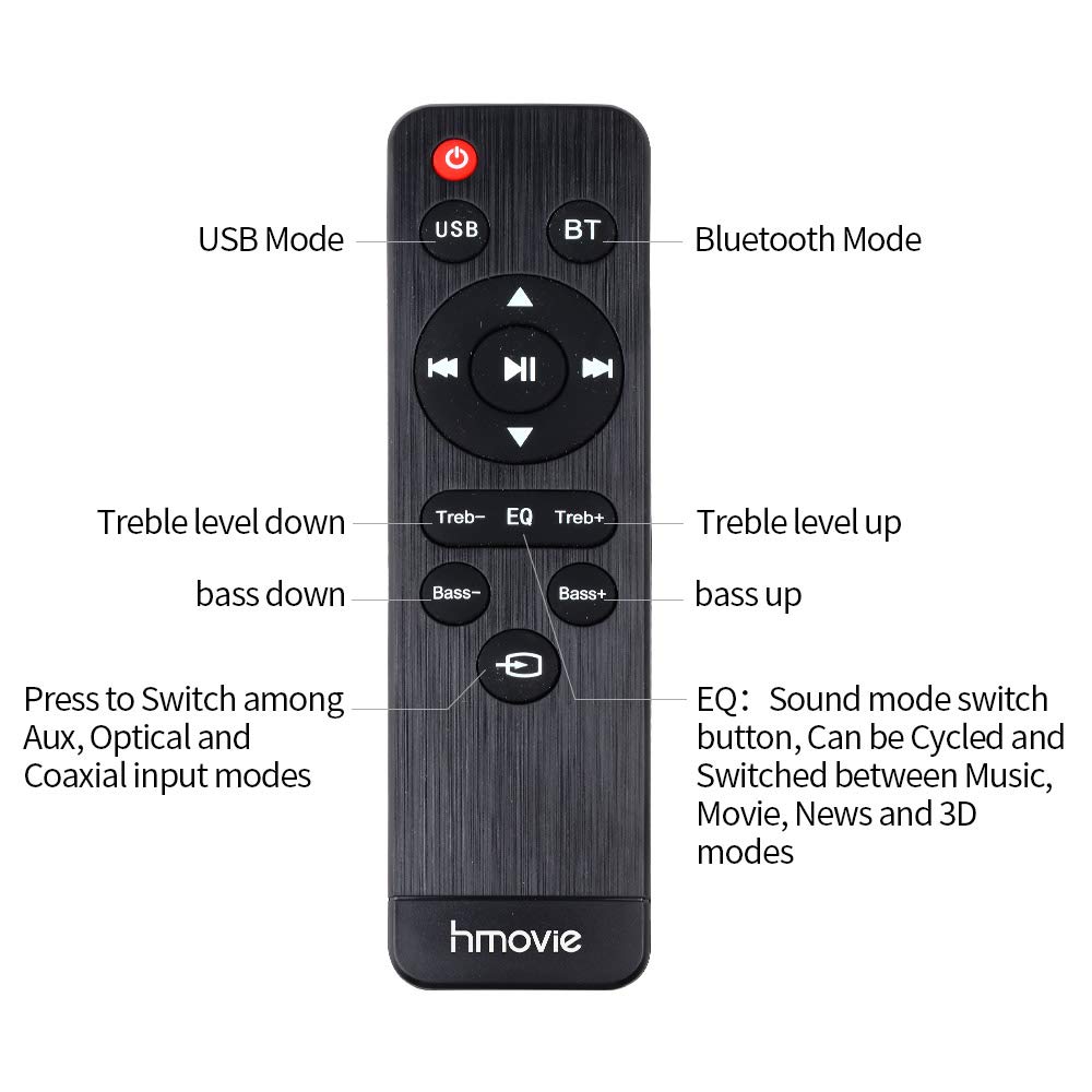 hmovie Sound Bar, 3D Surround Sound for Home Theater