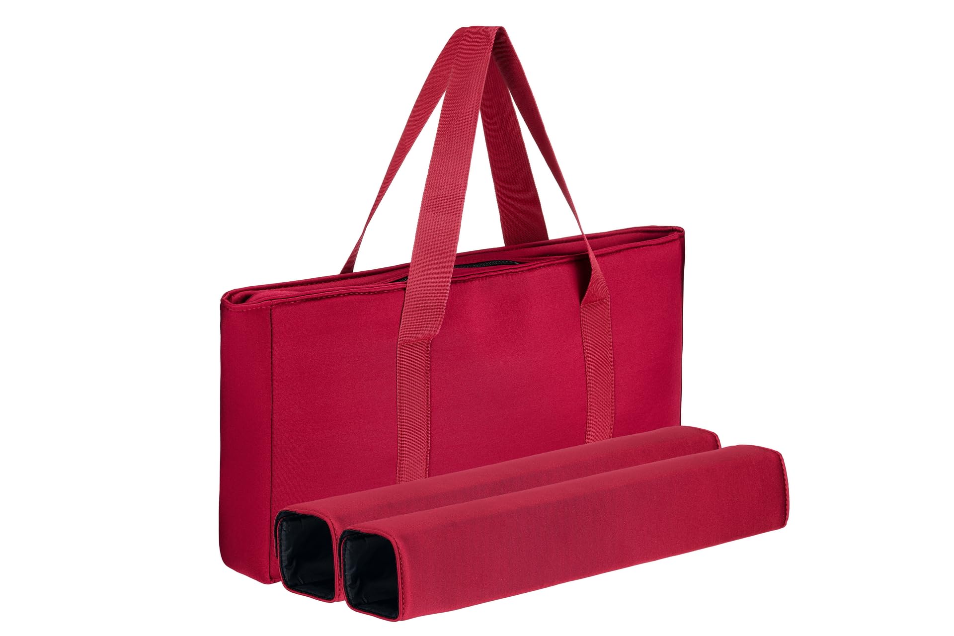 HNDTEK American Mahjong Set - Red Burgundy Soft Bag - 166 White Engraved Tiles, 4 All-in-One Rack/Pushers Western Mah Jongg Game Set