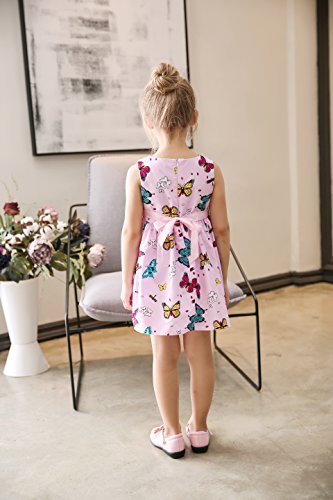 SMILING PINKER Little Girl Dresses Summer Butterfly Kids Toddler Cotton Sundress (Pink, 5 Years)