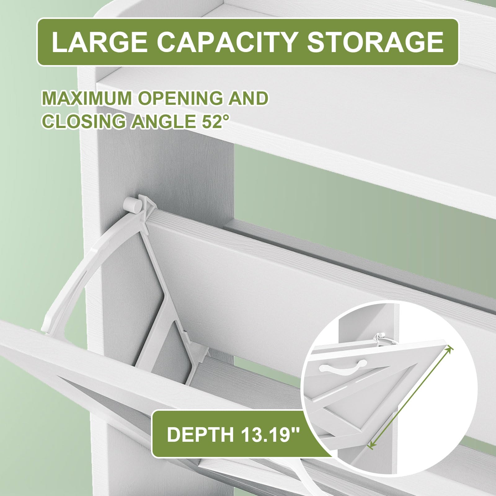 Crownland Shoe Storage Cabinet, Shoe Storage Organizer with 2 Flip-Out Drawers, Modern Two-Tier Freestanding Shoe Rack Cabinet for Entryway, Hallway, Living Room(White-Small)