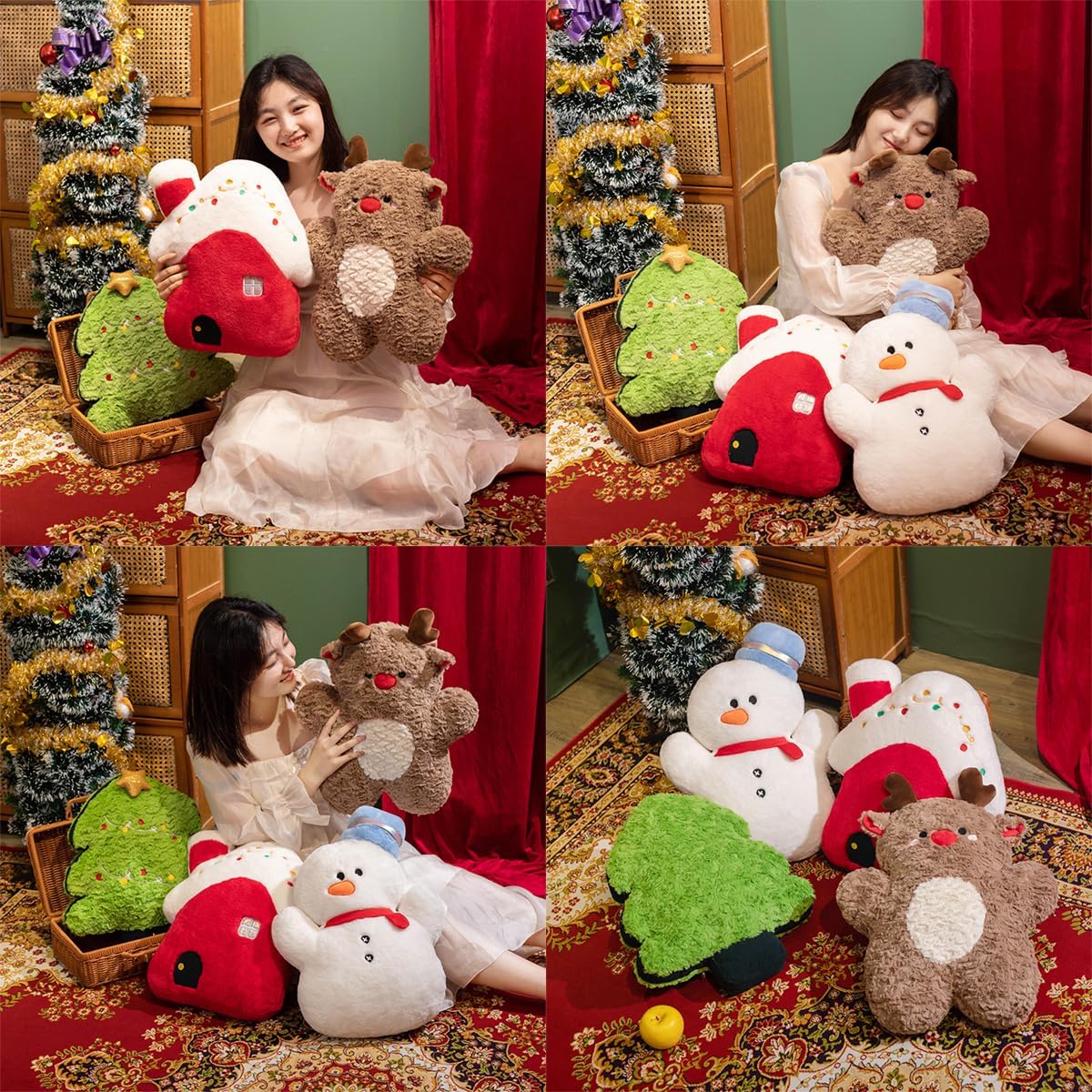 Goylmc Christmas Reindeer Plush Pillow - 19.7" Elk Stuffed Animal- Home Christmas Decoration Gift