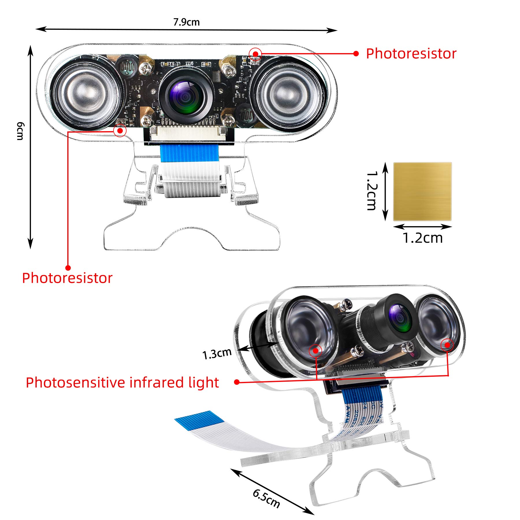 Smraza Camera Module for Raspberry Pi 4 with 5MP 1080p OV5647 Video Webcam Supports Night Vision Camera Module Compatible with Raspberry Pi 3 B+ / 3B / 2 Model B B+