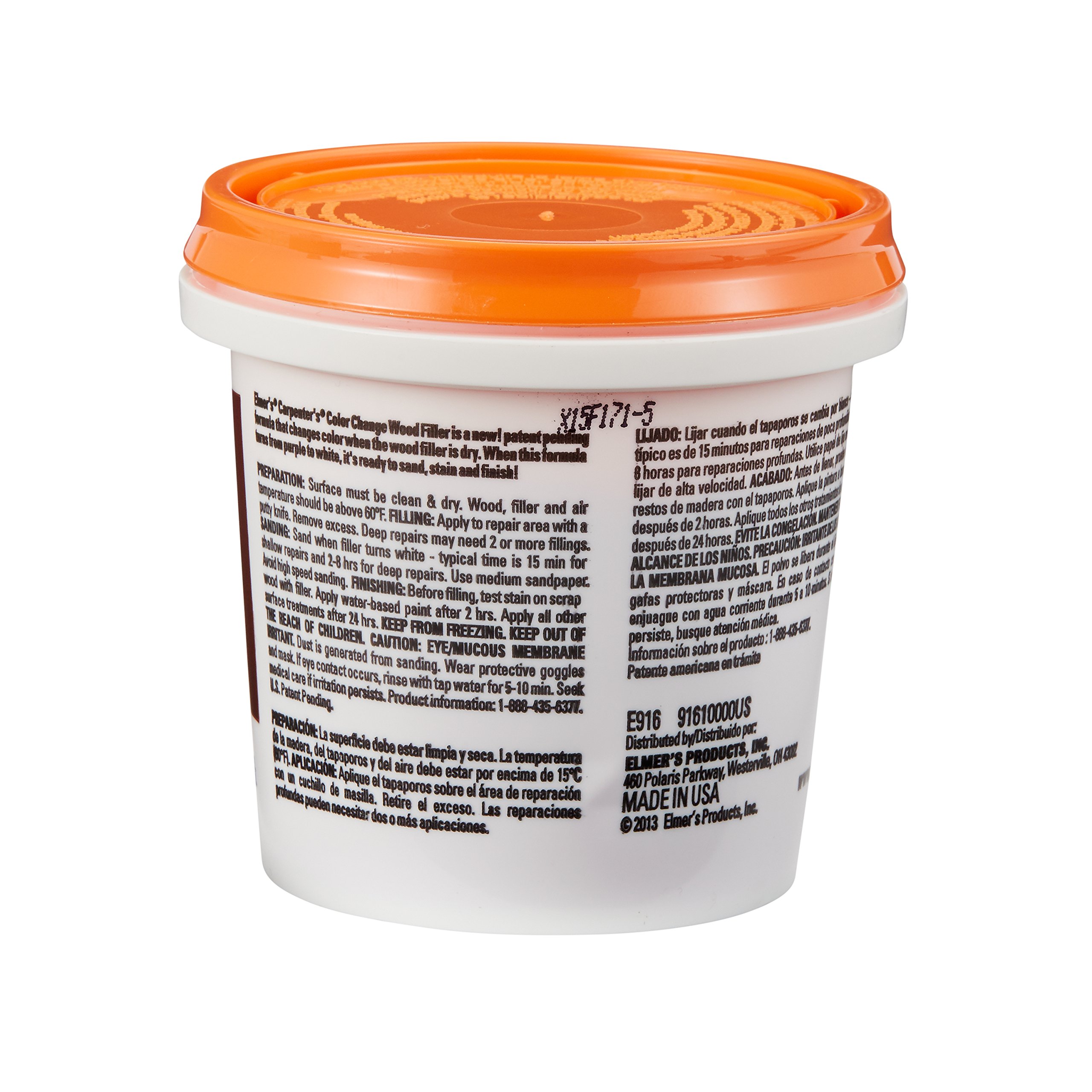 Elmer's Carpenter's Color Change Wood Filler, 8 oz., White (E916)