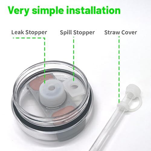 CHGRNLF Silicone Leak Spill Proof Stopper Set of 3 for Stanley Tumbler Cup 1.0/2.0 40oz/ 30oz Including 2 Straw Cover Sets,2 Round Leak Stoppers and 2 Square Spill Stoppers