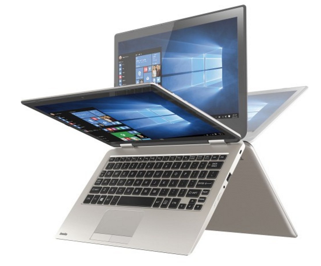 Toshiba Satellite Radius 11 L15W-B1208X 11.6" Laptop, Touchscreen, 2-in-1, Windows 10 Home, Intel Pentium N3540 Processor, 4GB RAM, 500GB HD, Satin Gold
